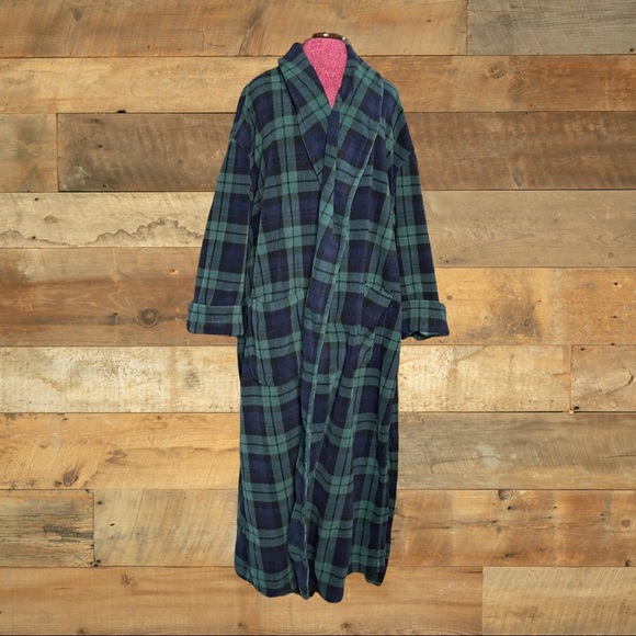 Cherokee | Other | Cherokee Mens Plush Blue Green Plaid Robe | Poshmark